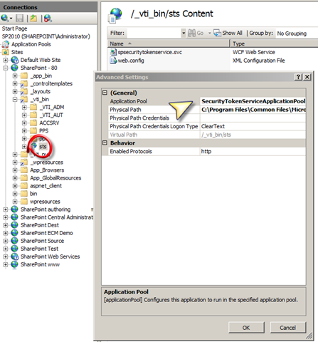 Application Pool mis-configuration in SharePoint 2010